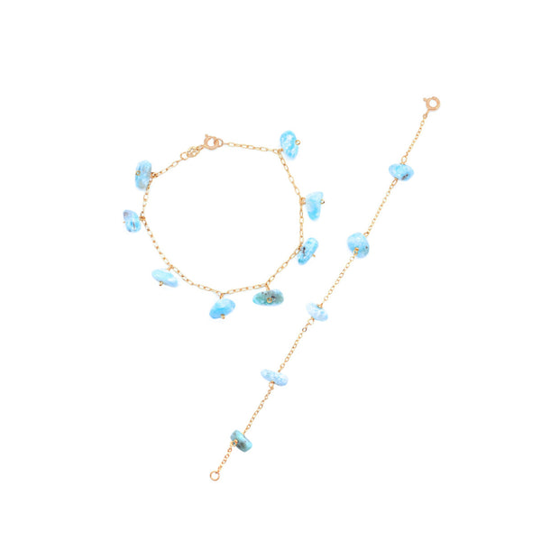 Guillo Laminado en Oro 18K con Chips de Larimar – Elegancia Caribeña ...